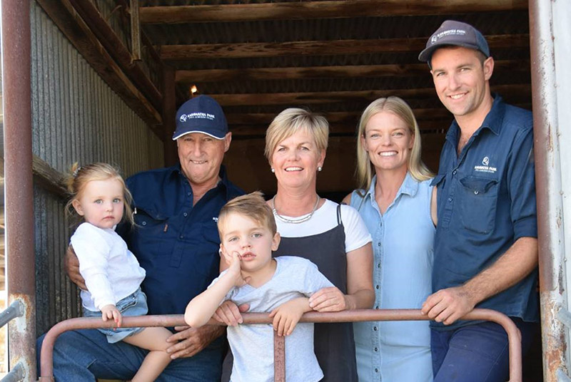 Bert and Barb, Chelsea and Dion Woolford & children, Lara & George.